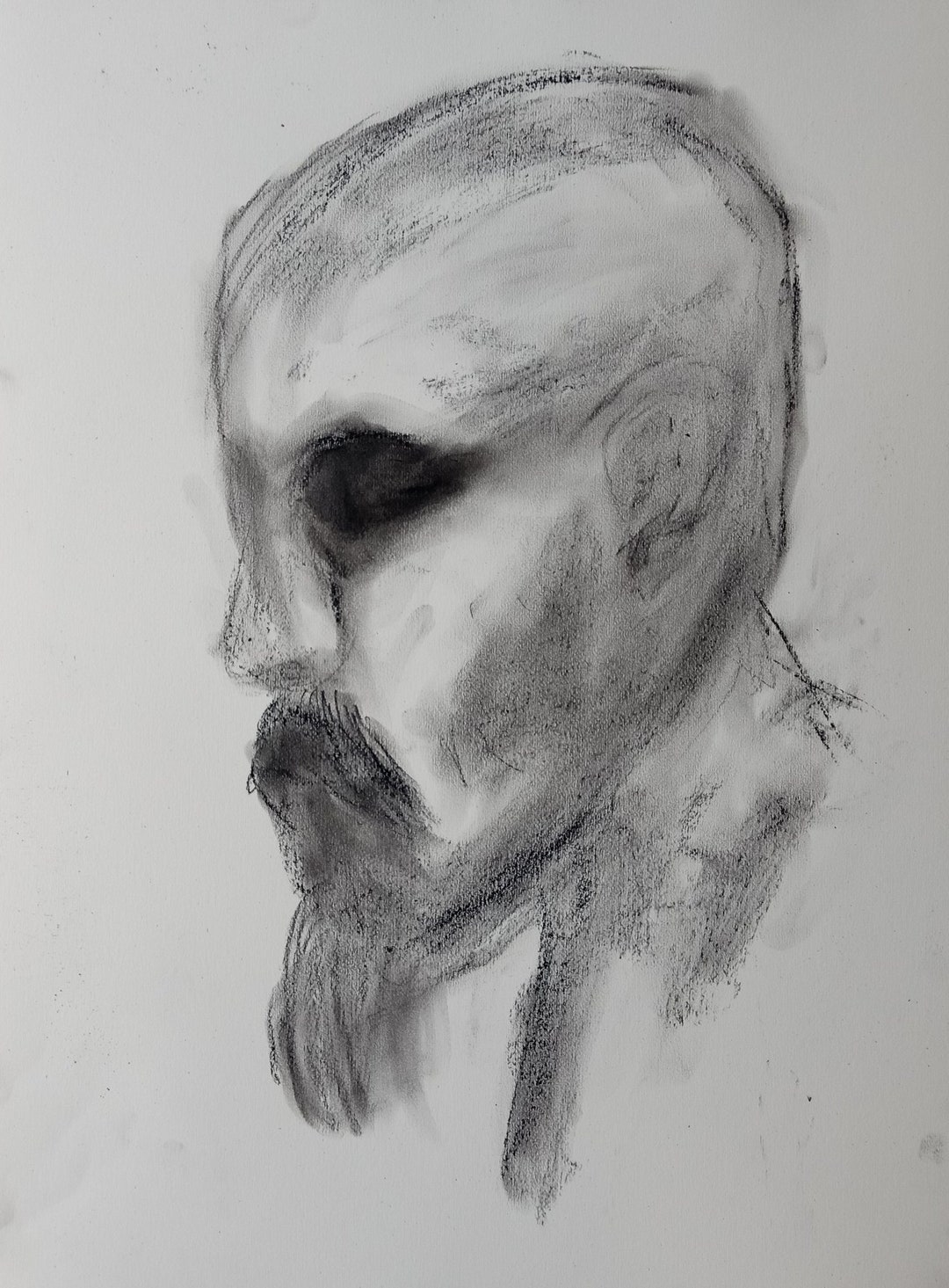 Self Portrait Side View Man Original Large Charcoal Drawing - Etsy