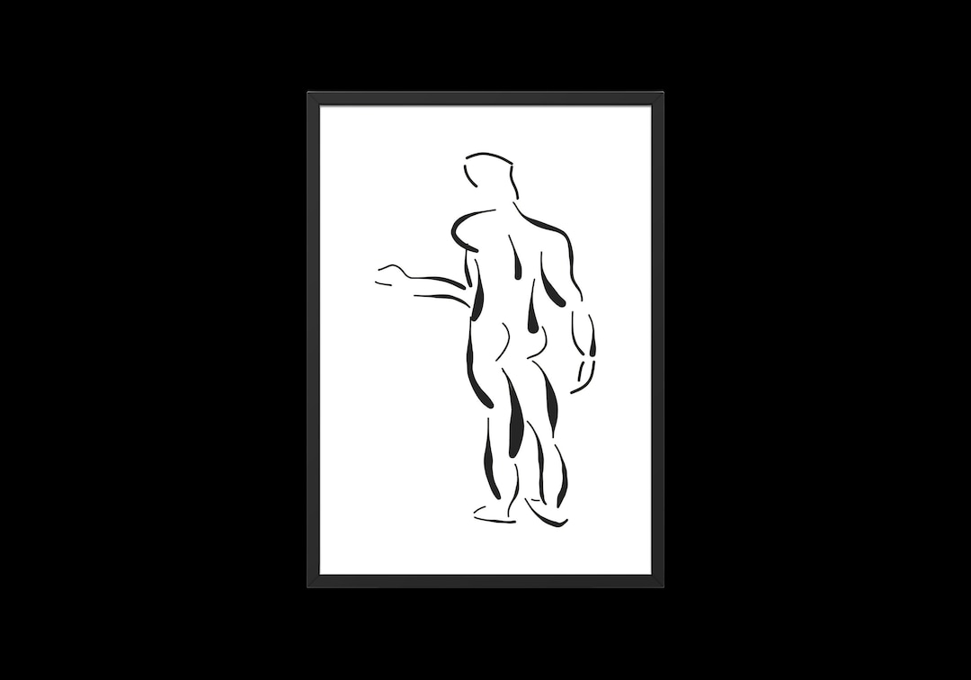 Nude Man Art 5x7 Male Drawing Print Printable Nude Man Wall Etsy