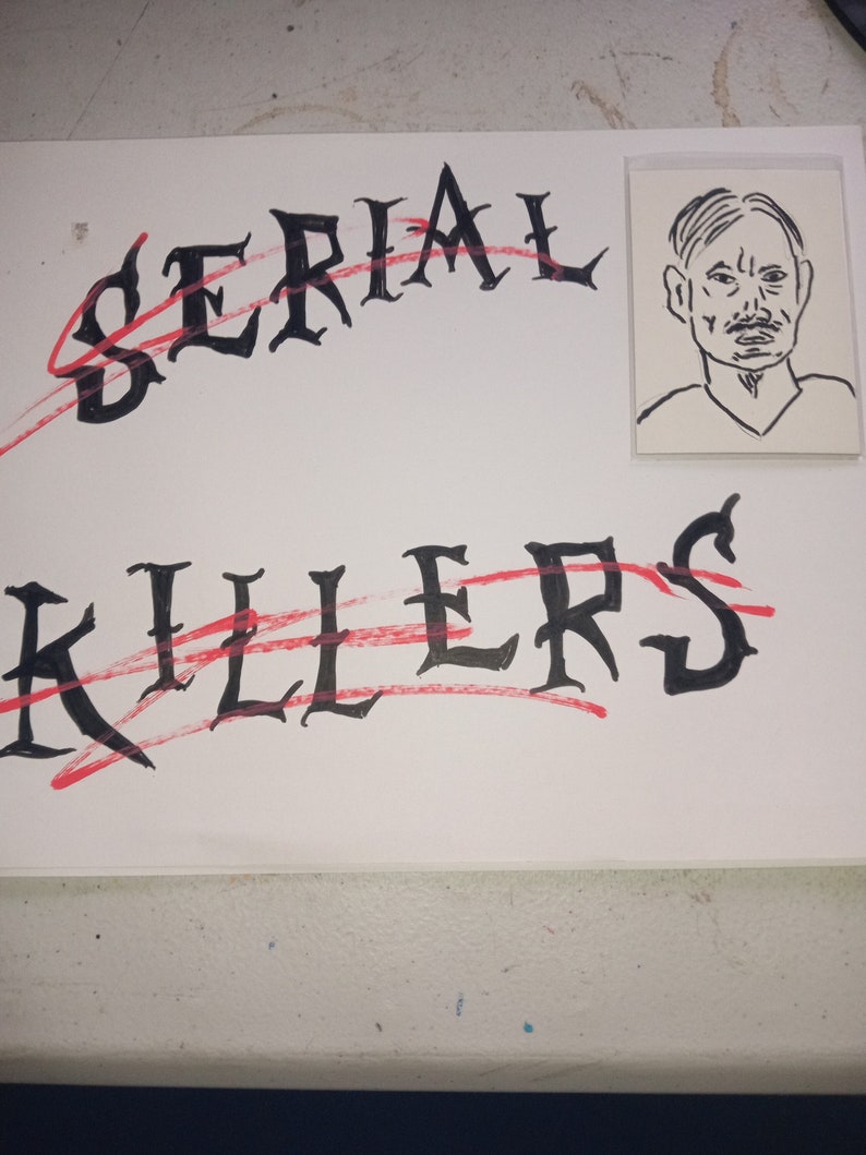 9 Serial Killer Miniature Drawings Set, Hand-drawn Artist Trading Cards ...