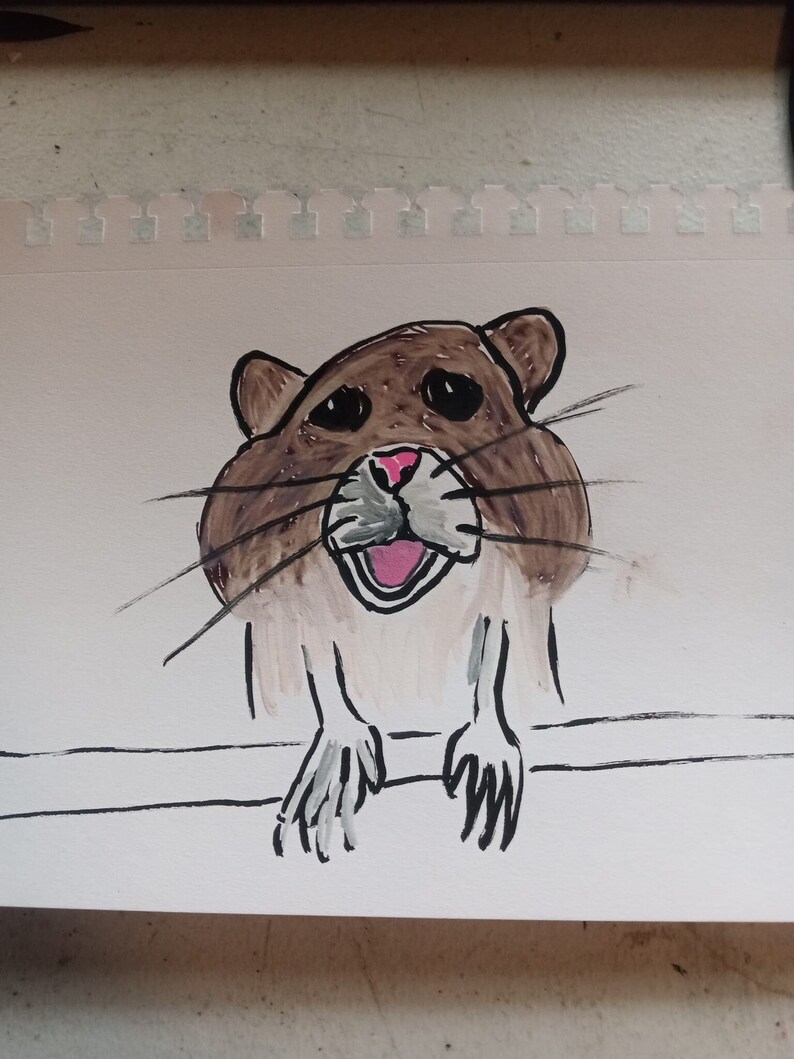 Hamster Hand-drawn Marker Painting Drawing, Original Funny Posca Marker ...