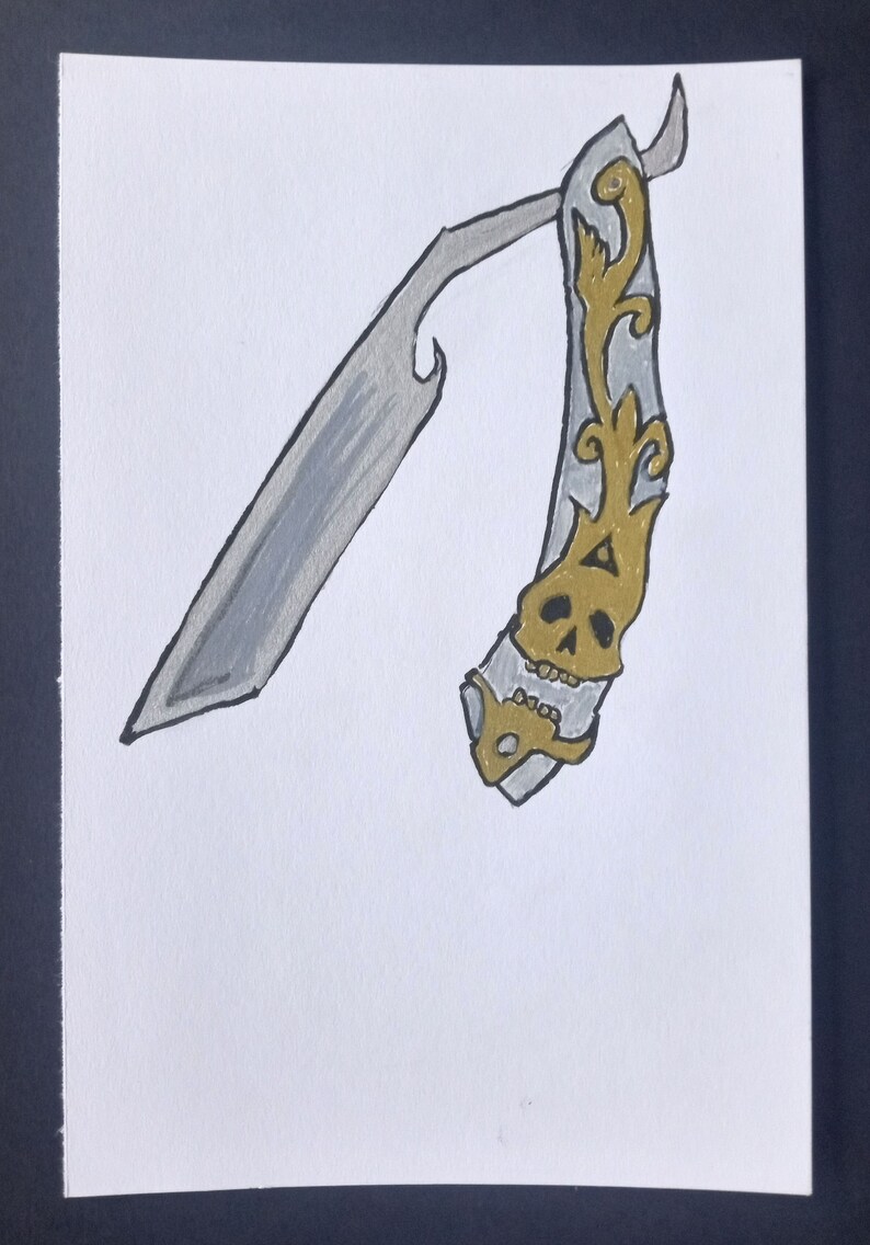 Knife Marker Drawing, Original Switchblade Small Wall Art - Etsy