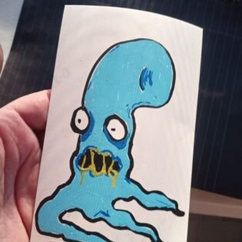 Cartoon Octopus Drawing, Hand-drawn Octo Man One-of-a-kind Wall Art ...