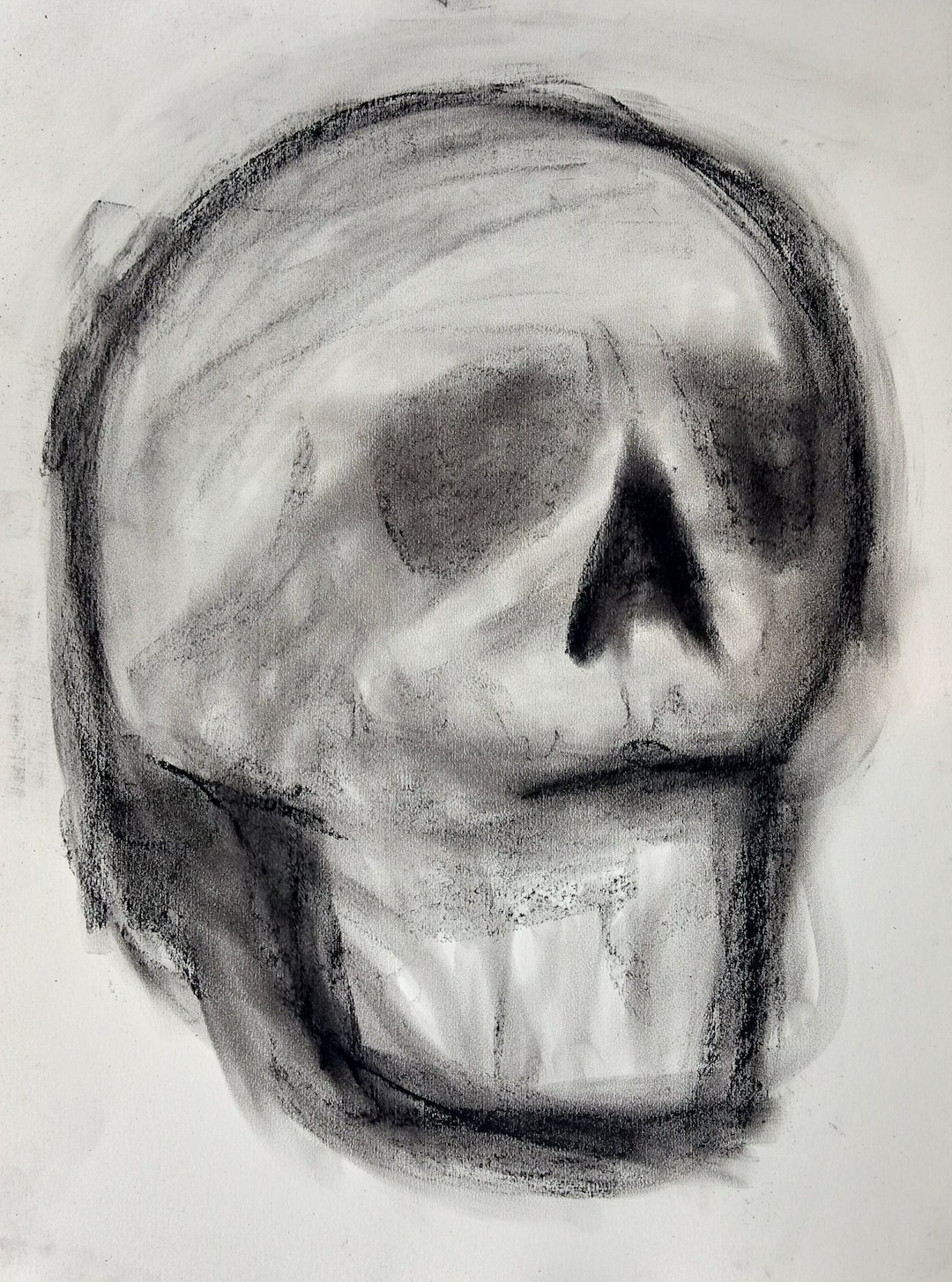 Large Skull Original Charcoal Drawing - Etsy