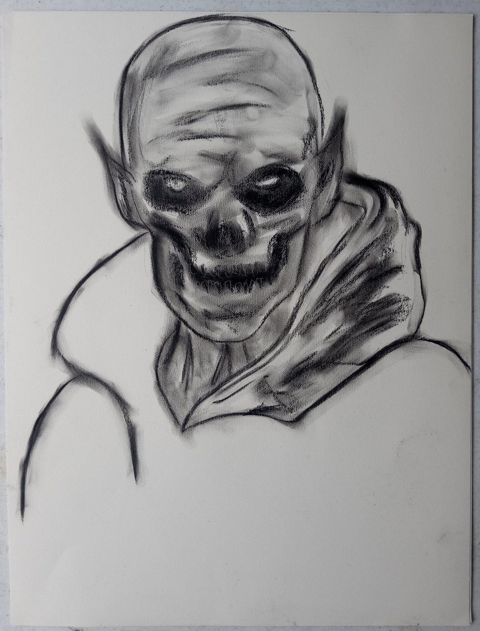Creepy Skeleton in Hood, Horror Dark Art Original Charcoal Drawing - Etsy