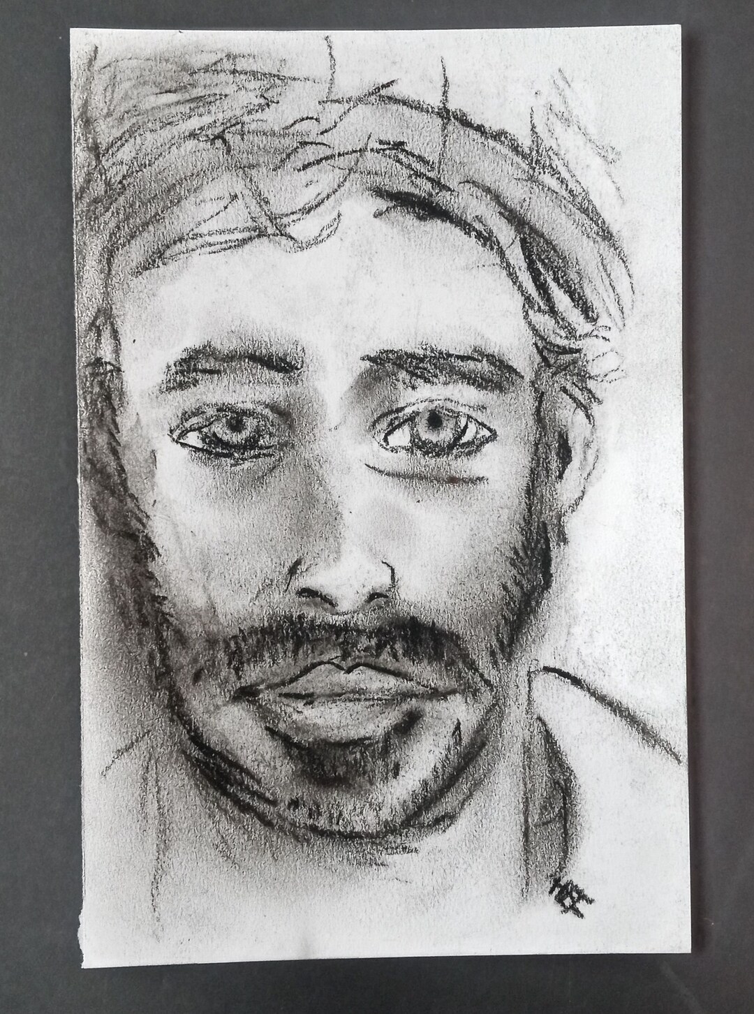 Man Wall Sketch Art Portrait Charcoal Drawing, Hand-drawn Male With ...