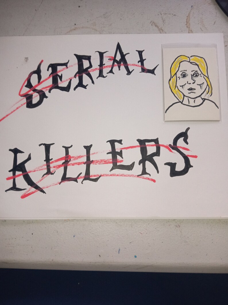 9 Serial Killer Trading Cards, ATC, Marker Line Art Drawings, Original ...