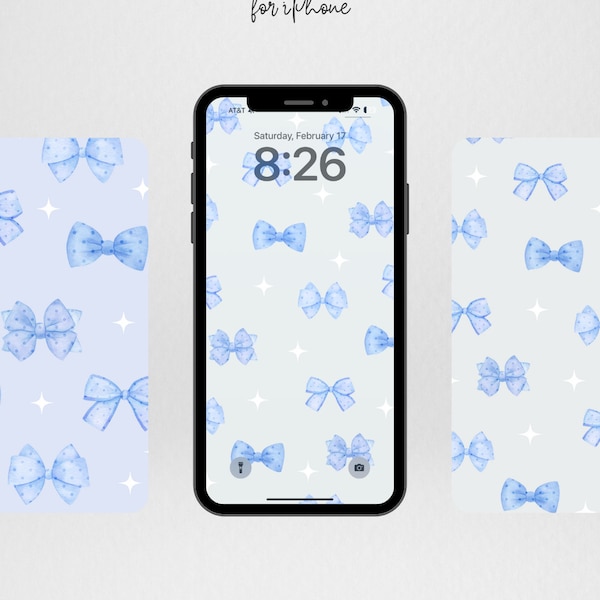 Blue Bows Wallpaper - Etsy