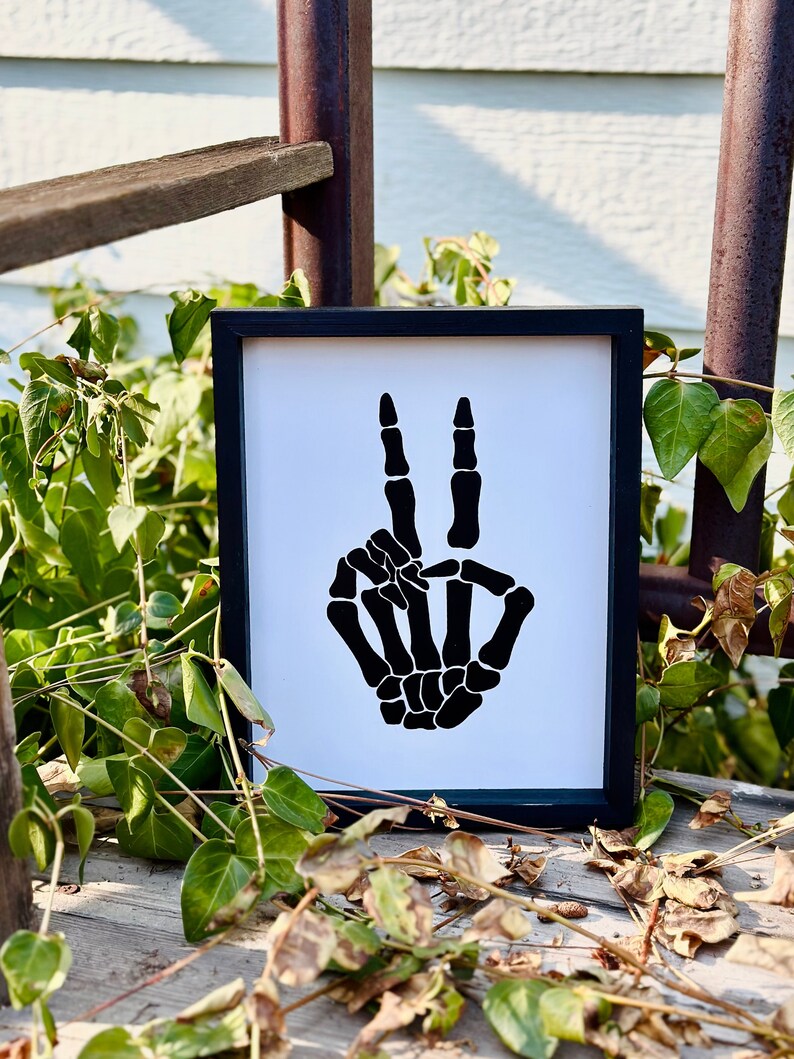 Peace Out Skeleton Hand Wooden Frame Home Decor 8x10 - Etsy