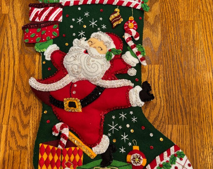 Santa’s Festive Frolic Christmas Stocking by Bucilla - Etsy