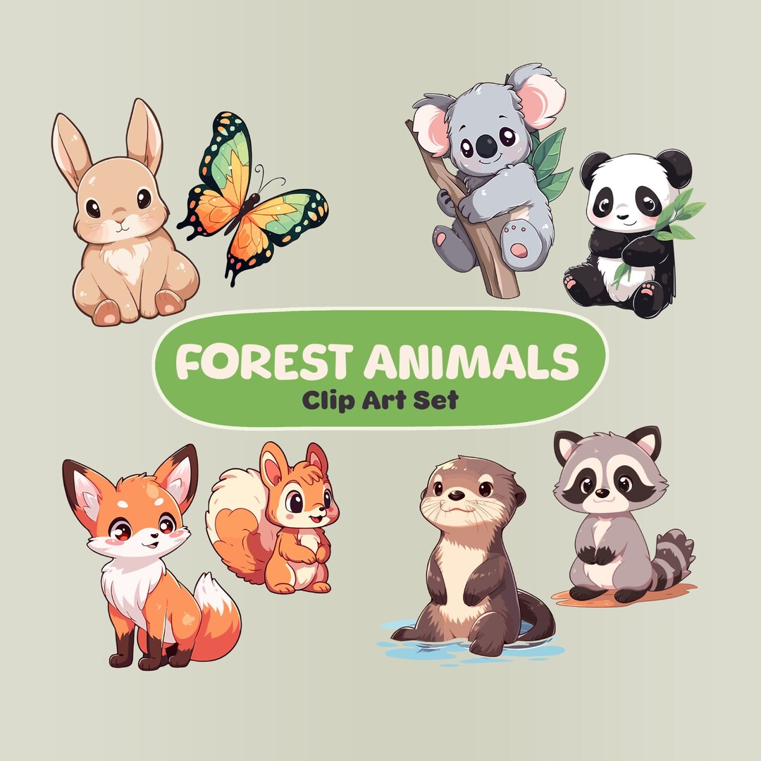 Woodland Animals Clipart Bundle Forest Animal Clip Art - Etsy