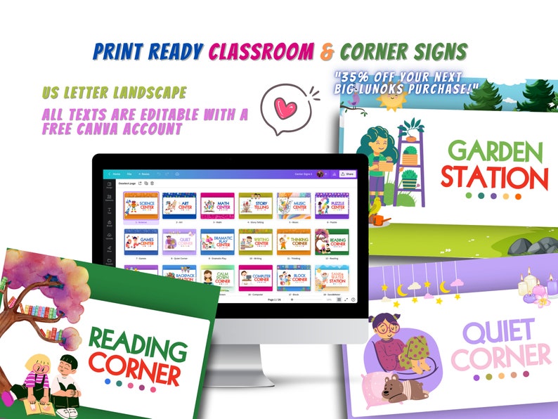 Editable & Printable Daycare Classroom Signs Preschool Corner Activity ...