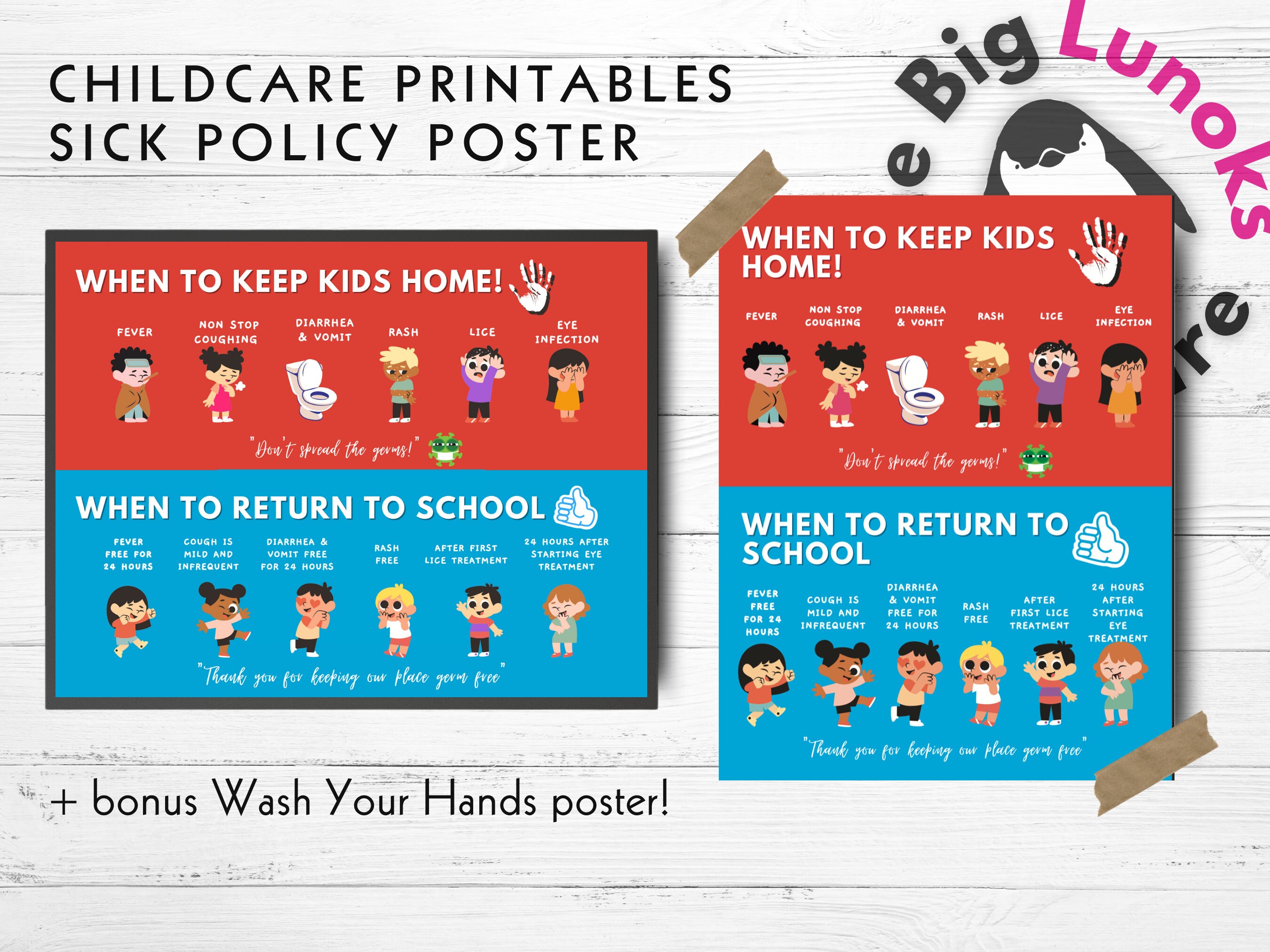 Preschool Poster for Childcare Sick Policy Childcare Printout for ...