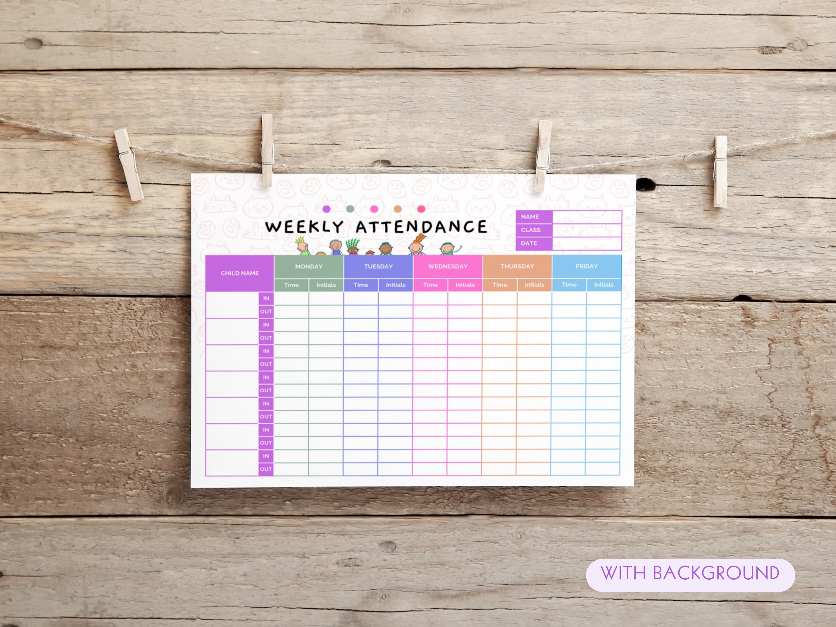 Daycare Sign in Sign Out Printable Attendance Sheet for Preschool ...