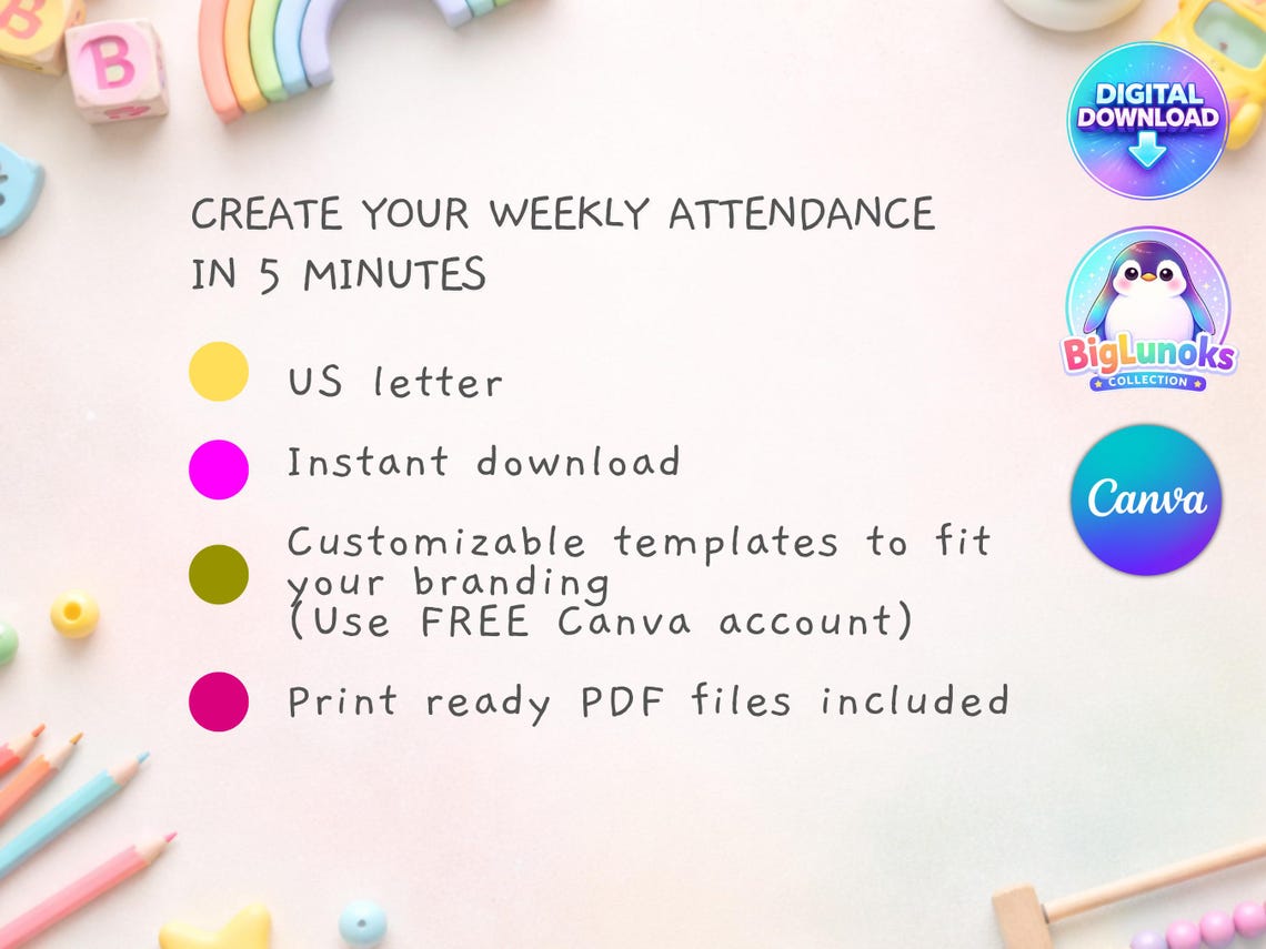 Daycare Sign in Sign Out Printable Attendance Sheet for Preschool ...