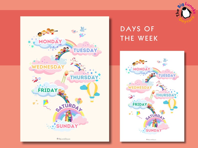 Days of the Week Poster Months of the Year Poster for Classroom Decor ...
