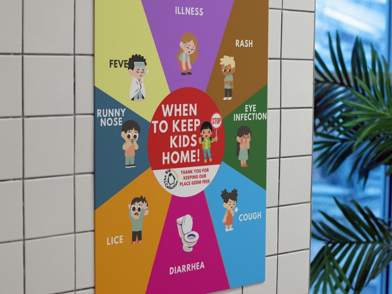 Keep Kids Home Poster Daycare Sick Policy Printable Preschool Classroom ...