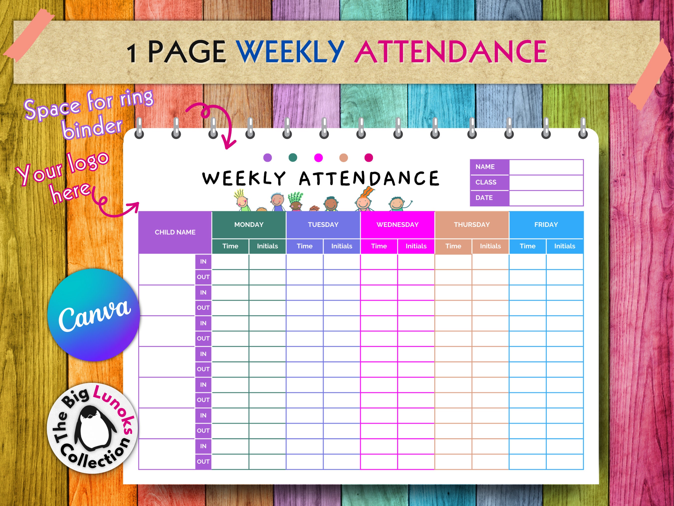 Daycare Sign in Sign Out Printable Attendance Sheet for Preschool ...