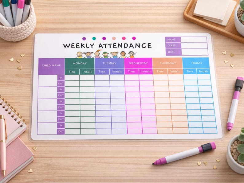 Daycare Sign in Sign Out Printable Attendance Sheet for Preschool ...