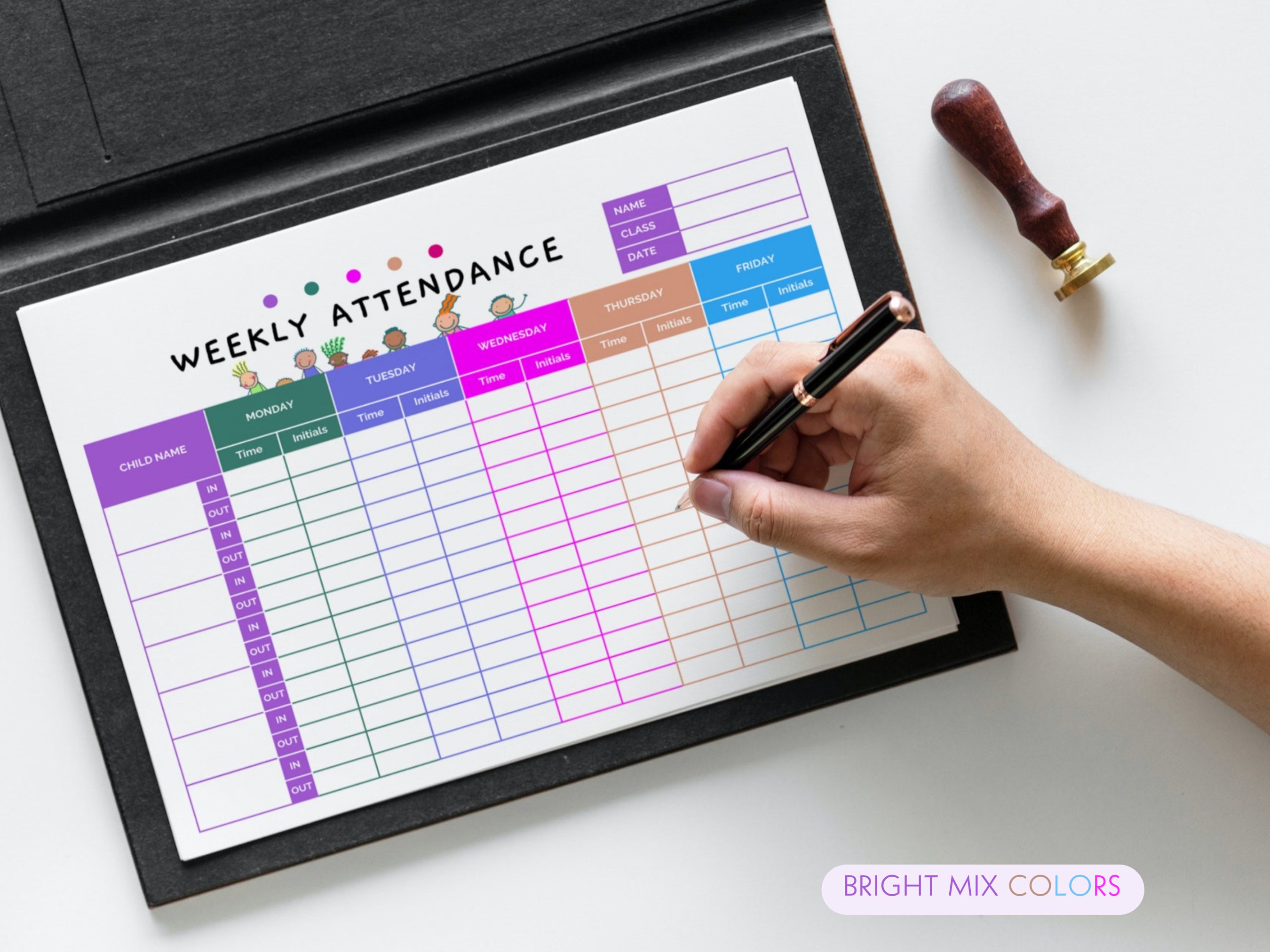Daycare Sign in Sign Out Printable Attendance Sheet for Preschool ...