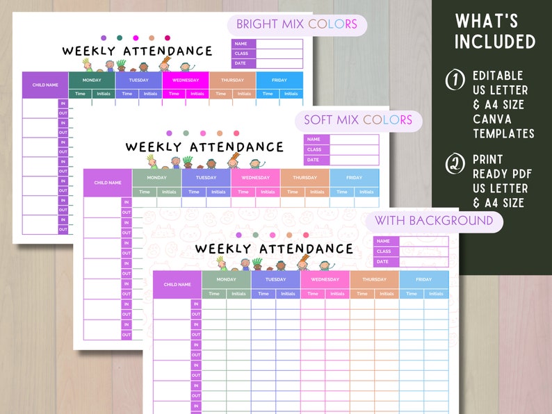 Daycare Sign in Sign Out Printable Attendance Sheet for Preschool ...