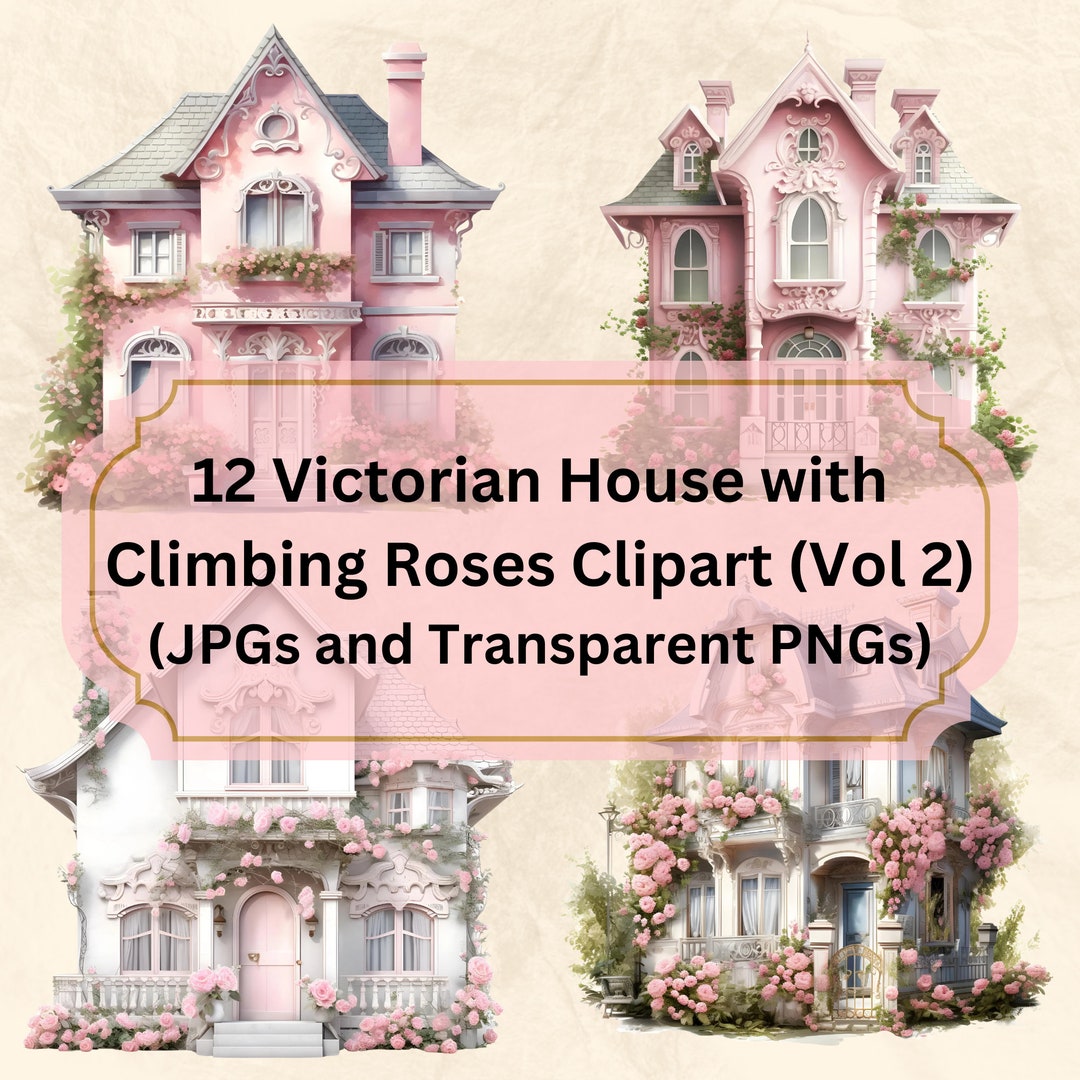 Vintage Victorian House Climbing Rose Clipart Bundle Vol 2-12 ...
