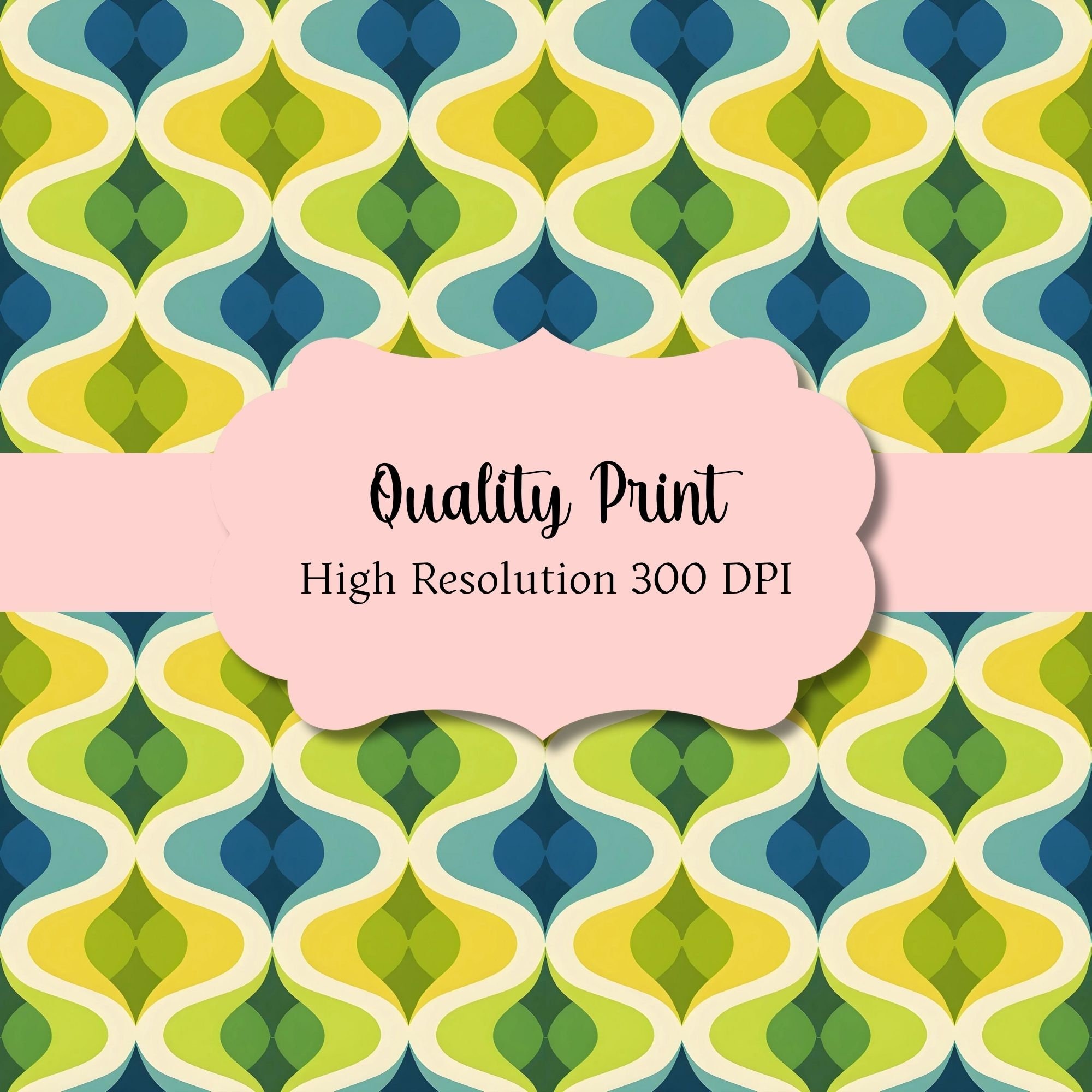 Retro Seamless Patterns Digital Paper Lime Green Blue Patterns Instant ...