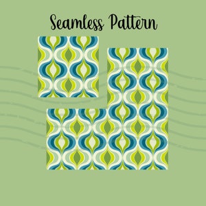 Retro Seamless Patterns Digital Paper Lime Green Blue Patterns Instant ...
