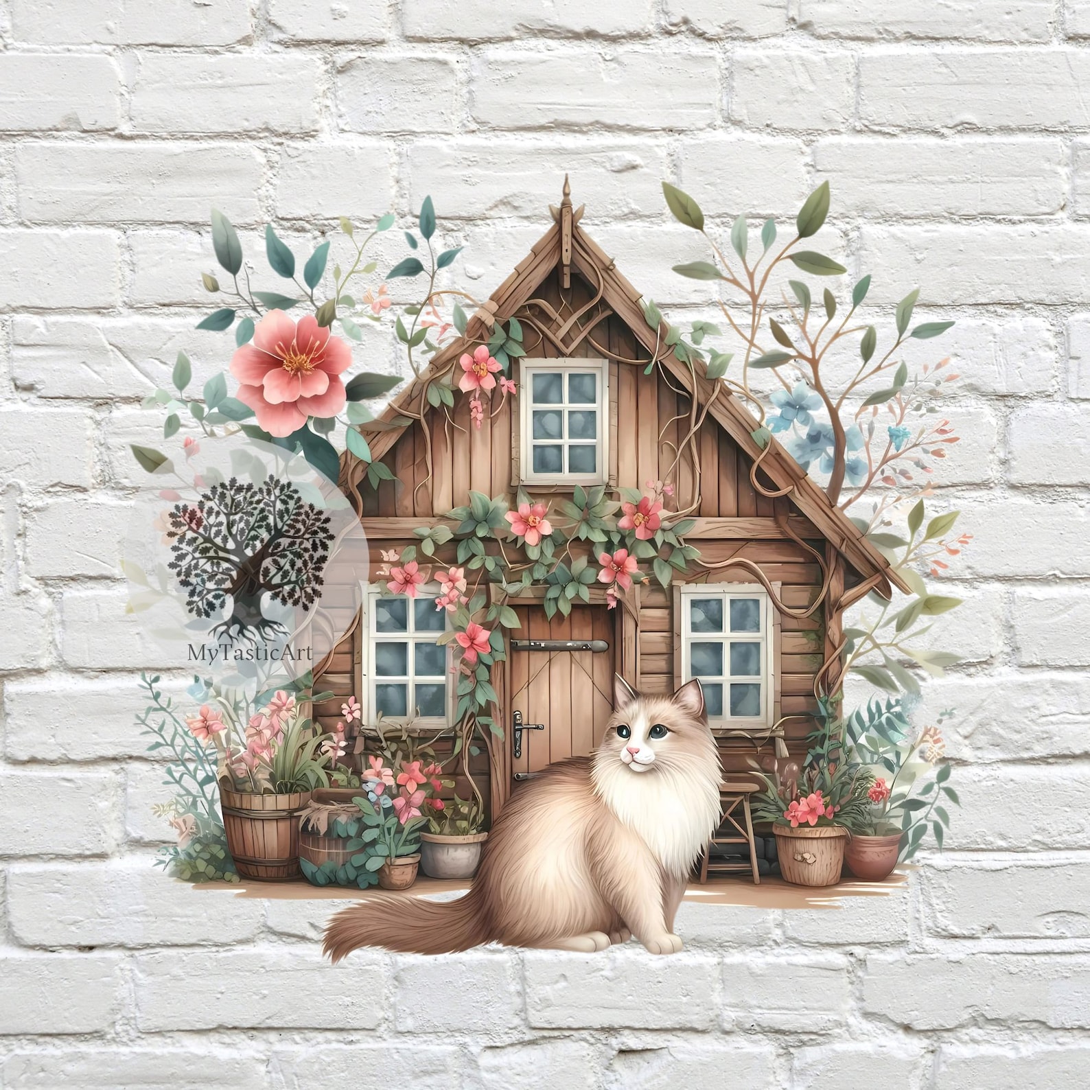 Watercolor Cats Clipart Digital Art Prints Cottagecore Cat Lover PNG ...