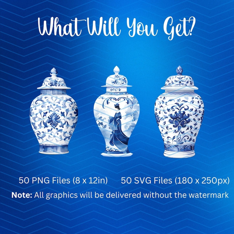 Chinoiserie Clipart Floral Chinoiserie Wall Art Blue and White Ginger ...