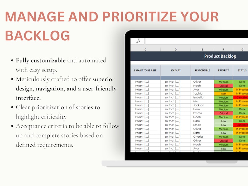Agile Product Backlog Agile Project Management Framework Product Owners ...