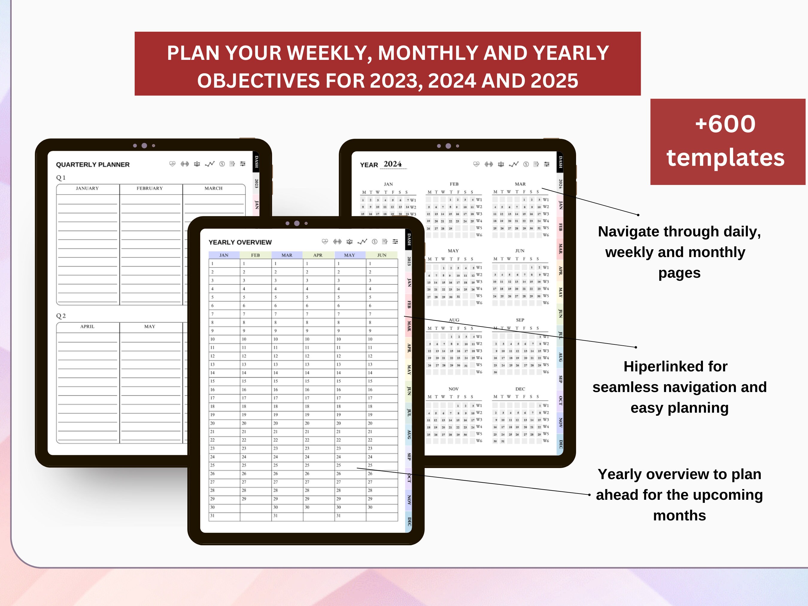 Digital Planner 2023 2024 2025 Undated Digital Planner iPad Planner ...