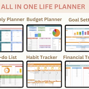 All in One Life Planner Templates for Google Sheets, Digital Personal ...