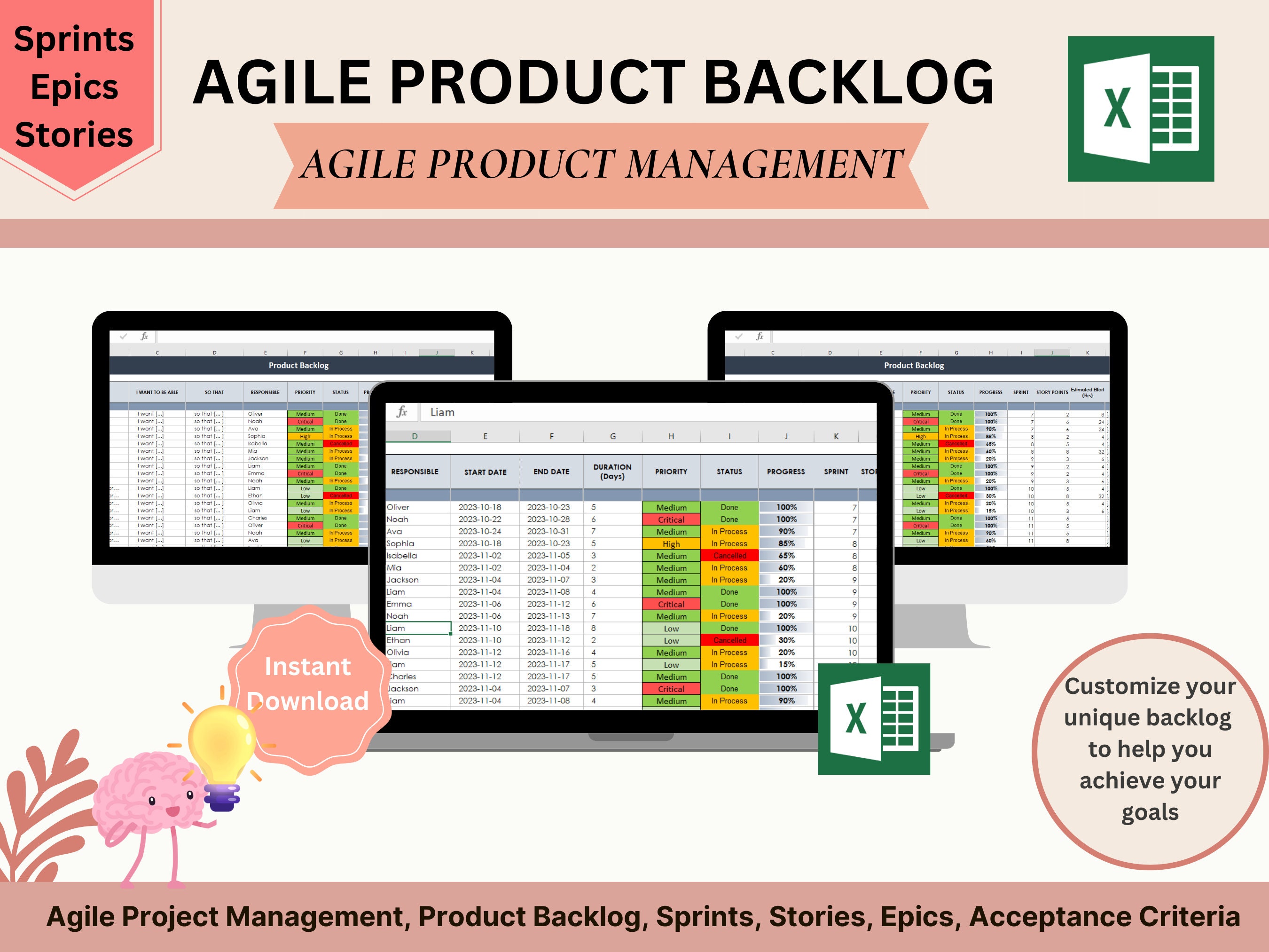 Agile Product Backlog Agile Project Management Framework Product Owners ...