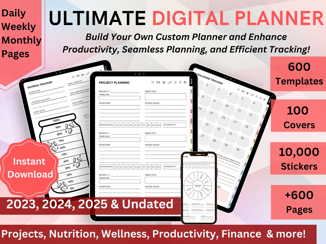 Digital Planner 2023 2024 2025 Undated Digital Planner iPad Planner ...