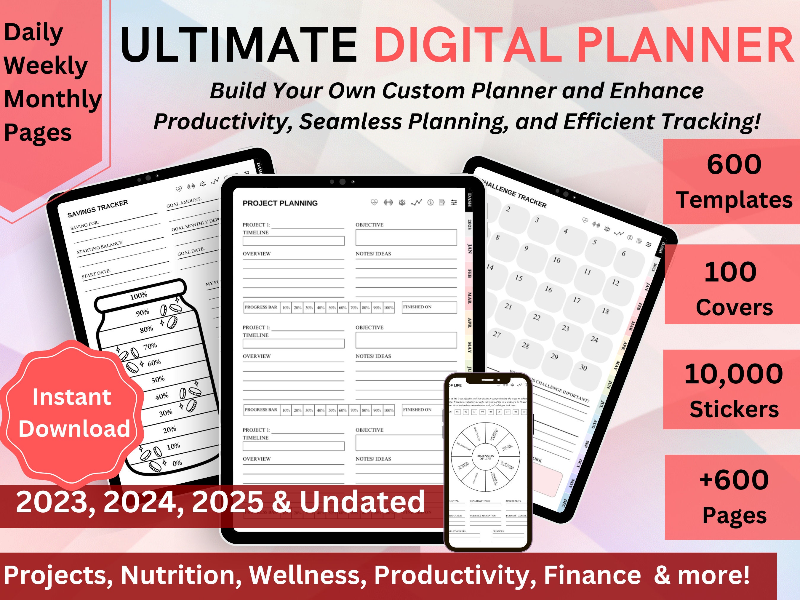 Digital Planner 2023 2024 2025 Undated Digital Planner iPad Planner ...
