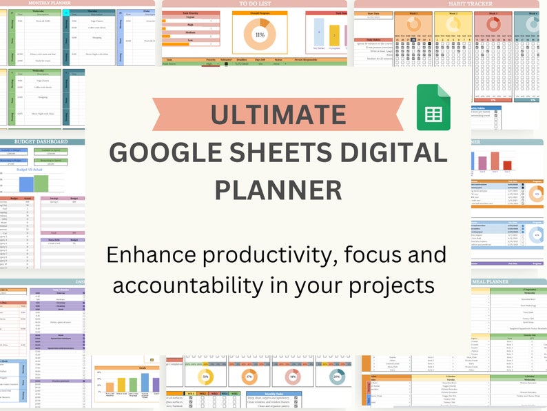 All in One Life Planner Templates for Google Sheets, Digital Personal ...