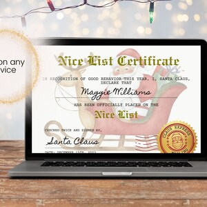 Editable Santa Claus Official Nice List Certificate - Etsy