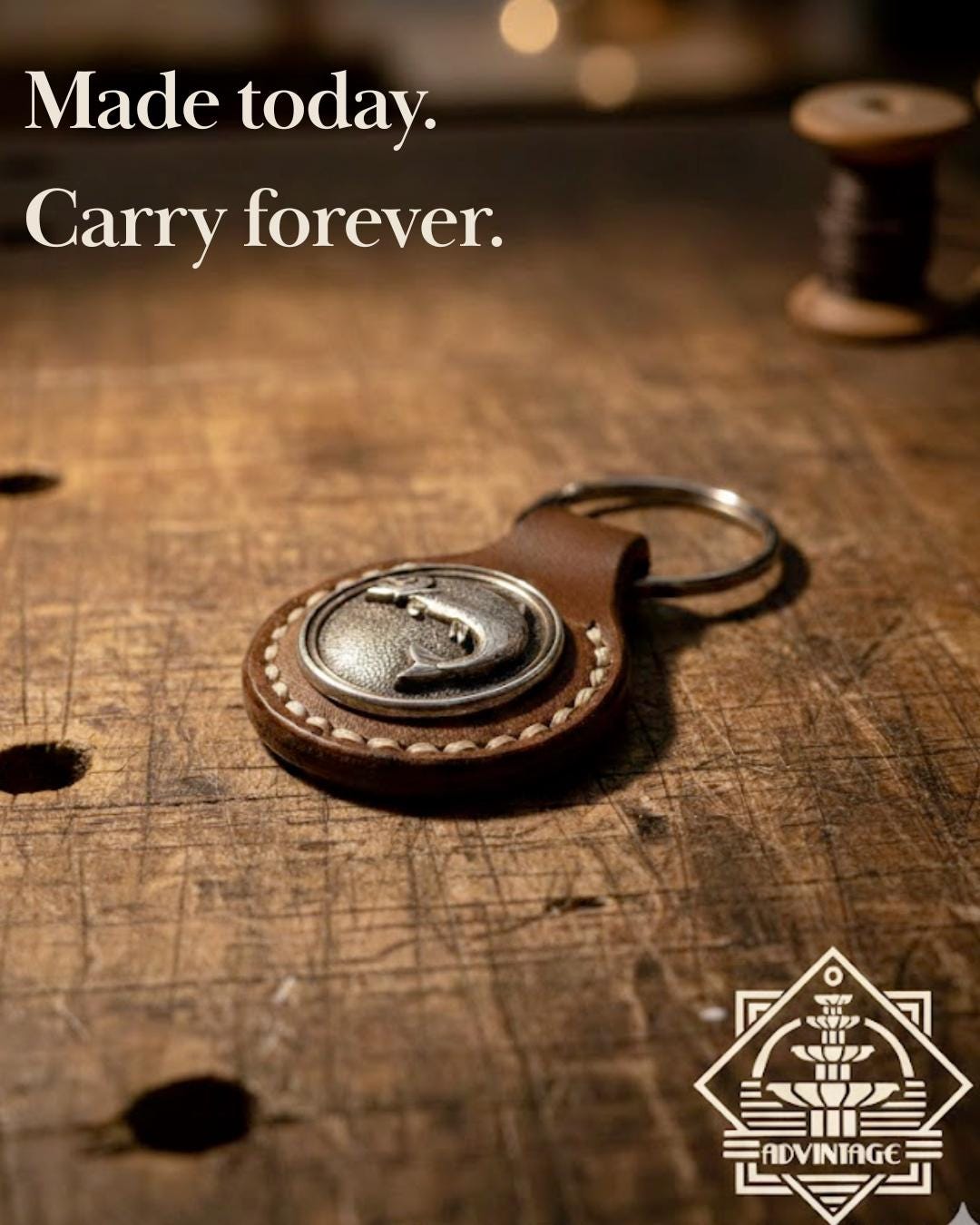 Hand-stitched Full-grain Leather Keychain With Solid Trout Concho ...