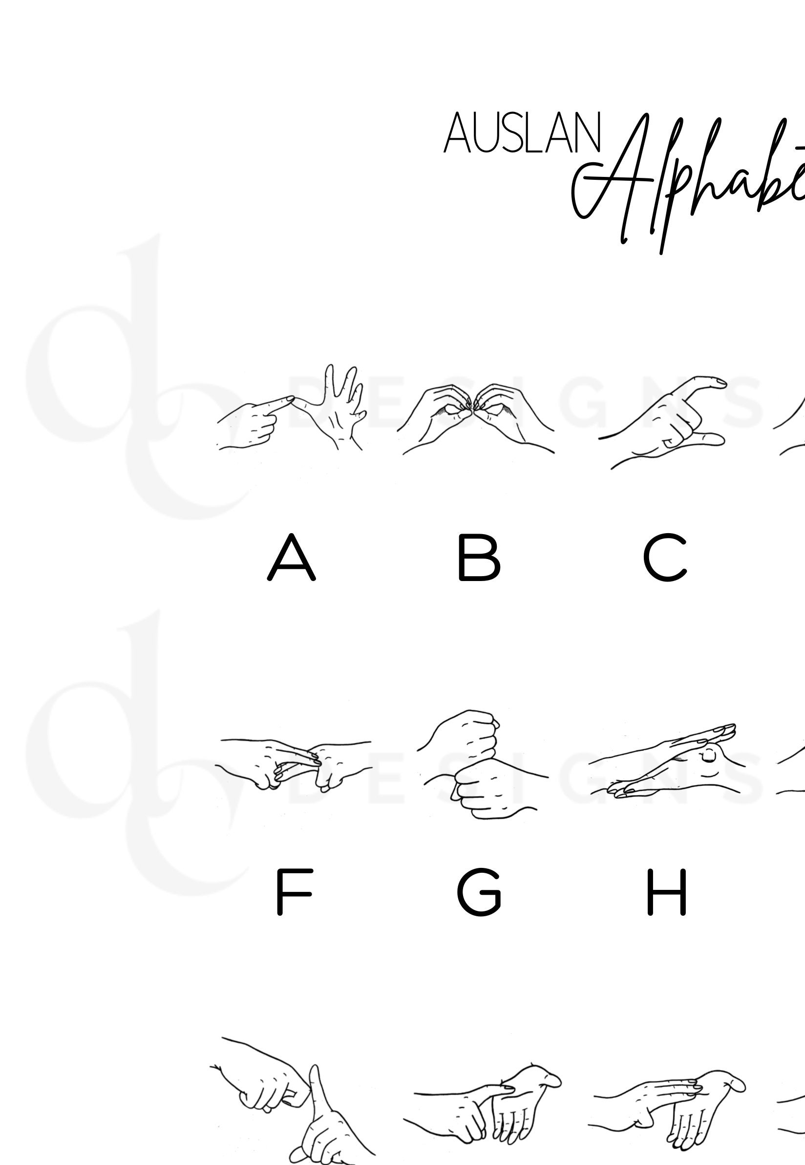 AUSLAN Alphabet Poster | DIGITAL DOWNLOAD | Minimalist Artwork | Home ...