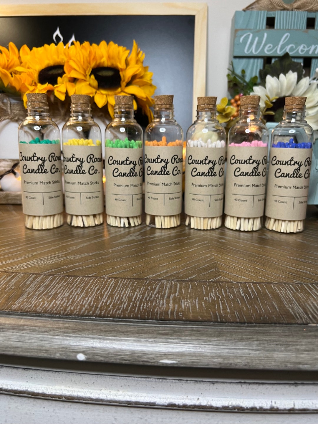 4" Inch Long Wooden Matchsticks in a Decorative Cork Vial | Matchstick ...