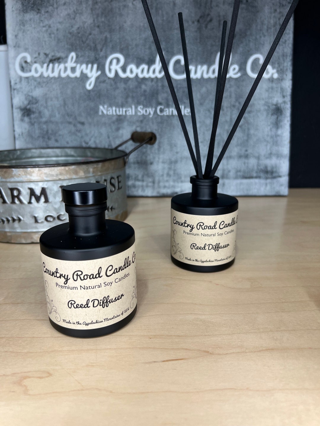 Black Reed Diffuser Set All Natural 2oz Reed Diffuser Oil Reed Sticks ...