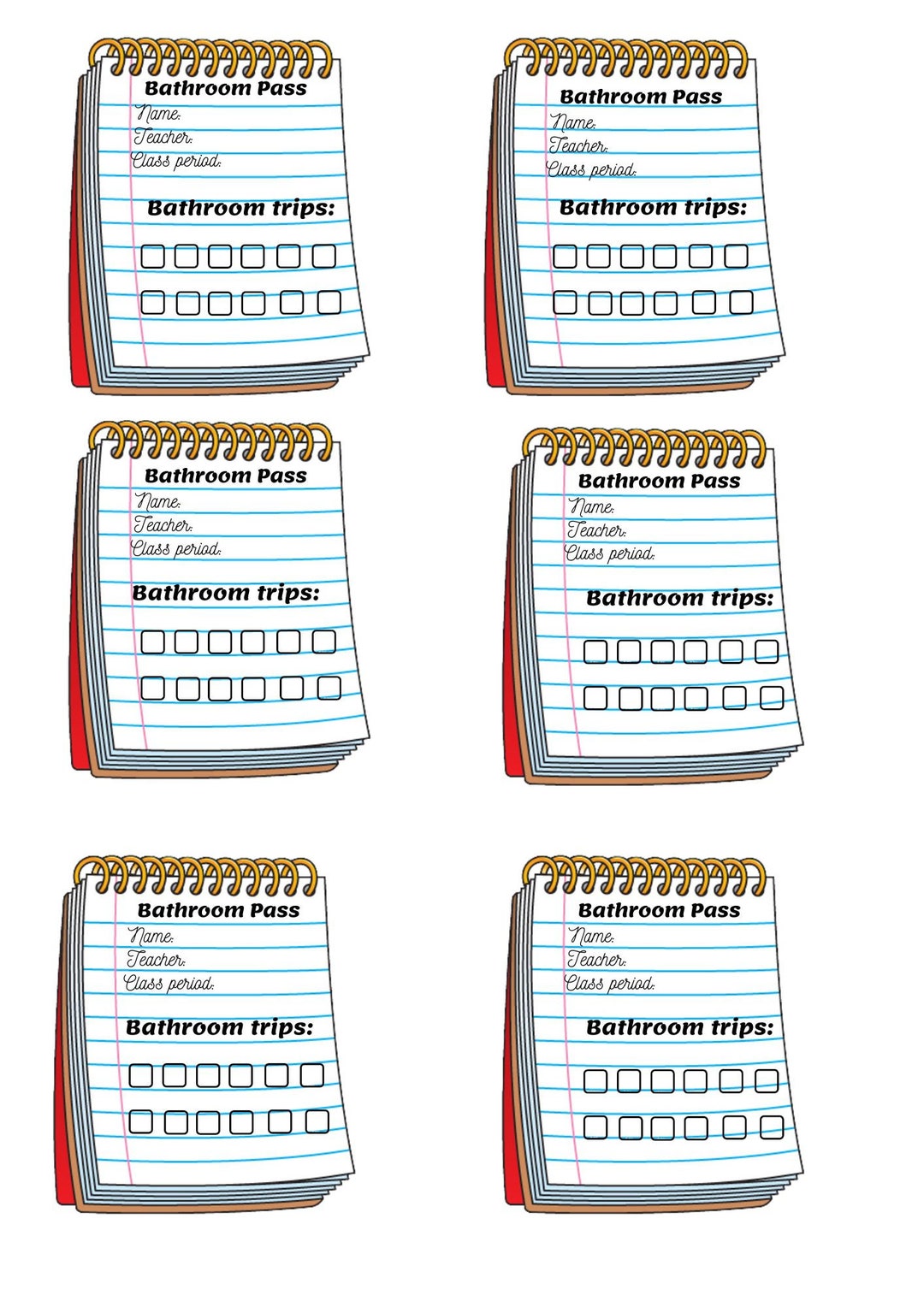 Printable Bathroom Pass - Etsy