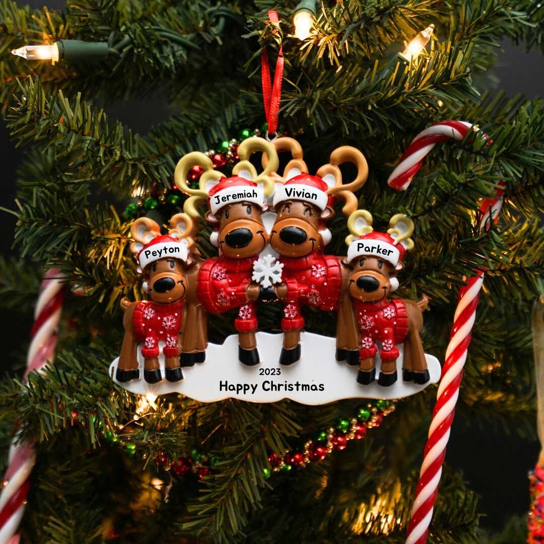 Mr & Mrs Reindeer Family of 4 Personalized Christmas Ornament, Reindeer ...