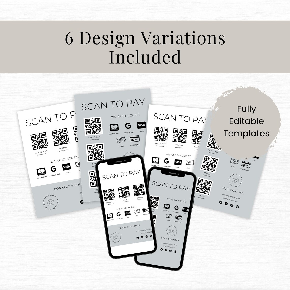 Minimalist Scan to Pay Canva Templates, Digital Scan to Pay Template ...