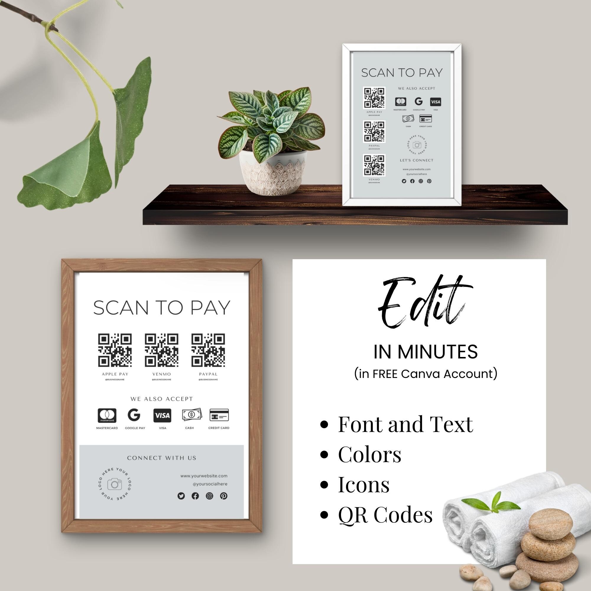 Minimalist Scan to Pay Canva Templates, Digital Scan to Pay Template ...
