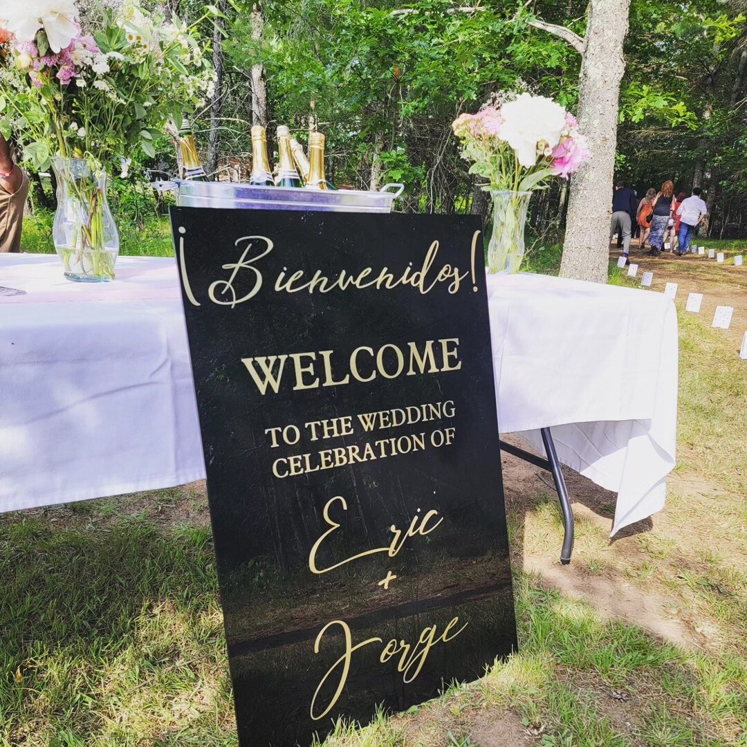 Shiny Black Acrylic Wedding Welcome Sign - Welcome Sign - Black Acrylic ...