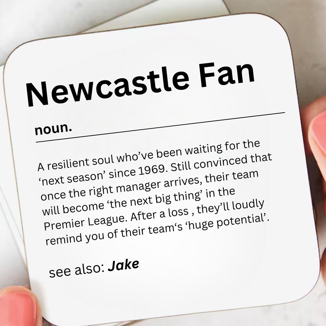 Personalised Newcastle Fan Definition Coaster - Football Banter Gift ...