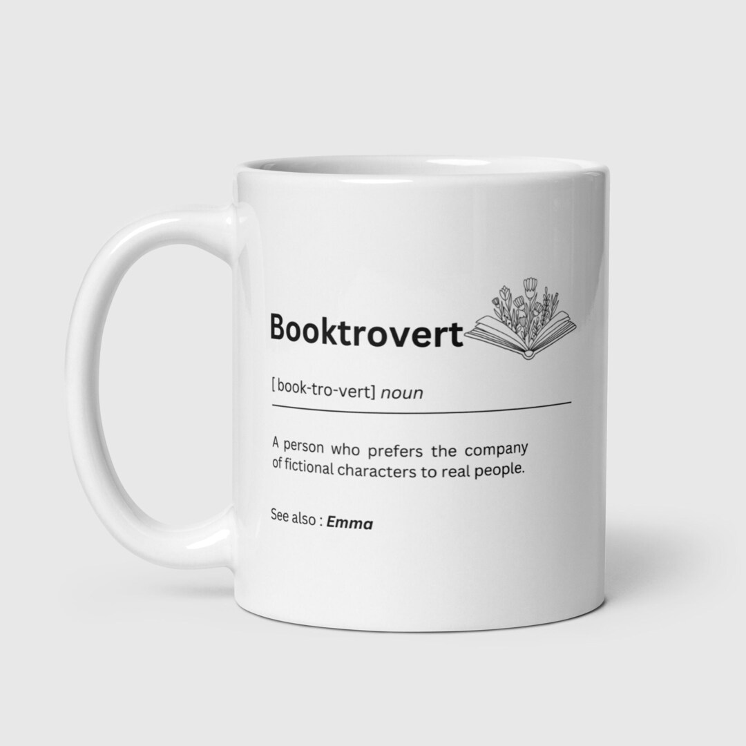 Personalised Bookish Mug- Booktrovert Definition Mug-gift for a Book Lover-bookworm Mug-funny ...