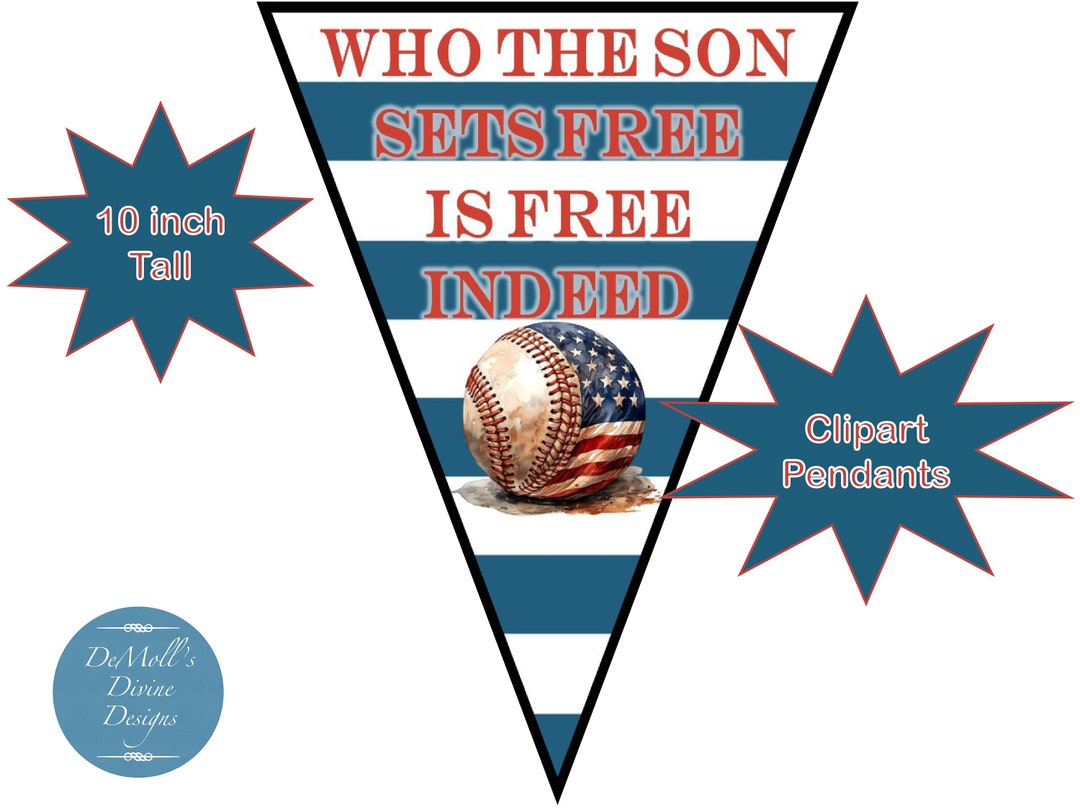 God Bless the USA Banner in Bunting, Round, Pendant, Printable ...