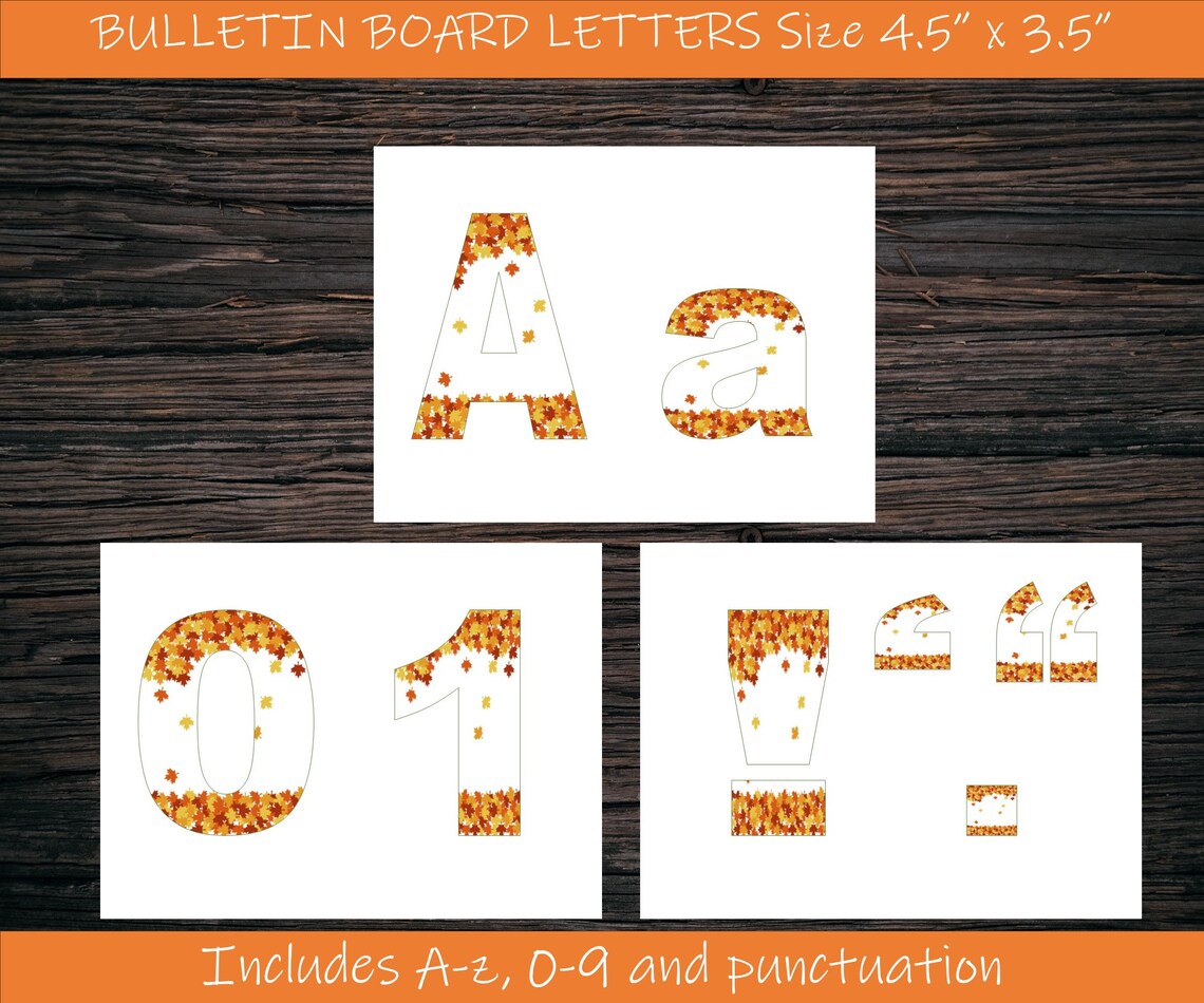 Falling Leaves Letters for Easy Classroom Decorations. Fall Theme, 4 ...